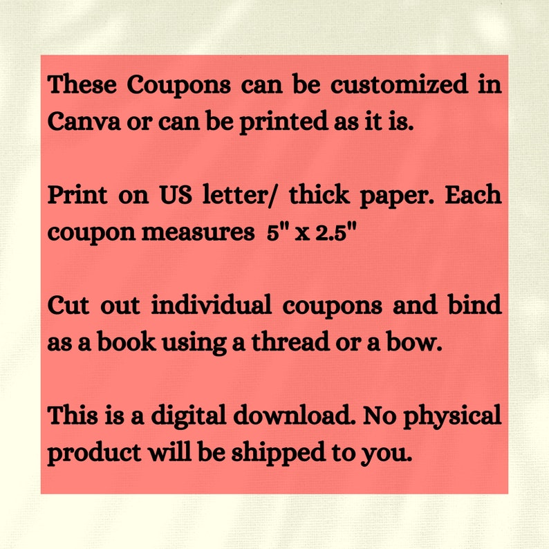 Editable Personalized Love Coupons, Couple Coupons, Love Coupons ...