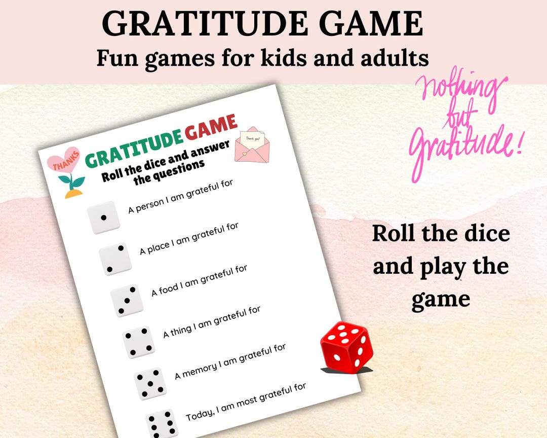 Gratitude Dice Game, Gratitude Party Games, Party Games for Kids ...