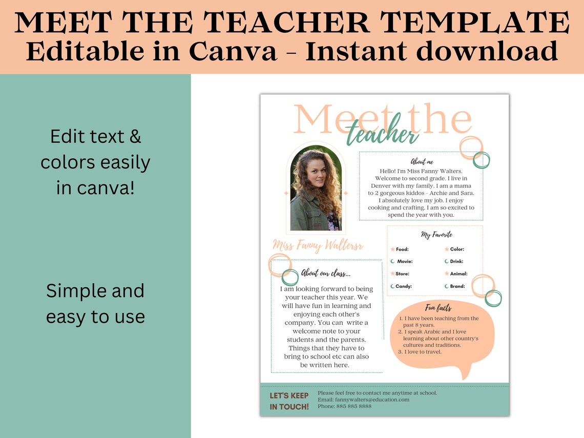 Meet the Teacher Template, Meet the Teacher, Meet the Teacher Editable ...