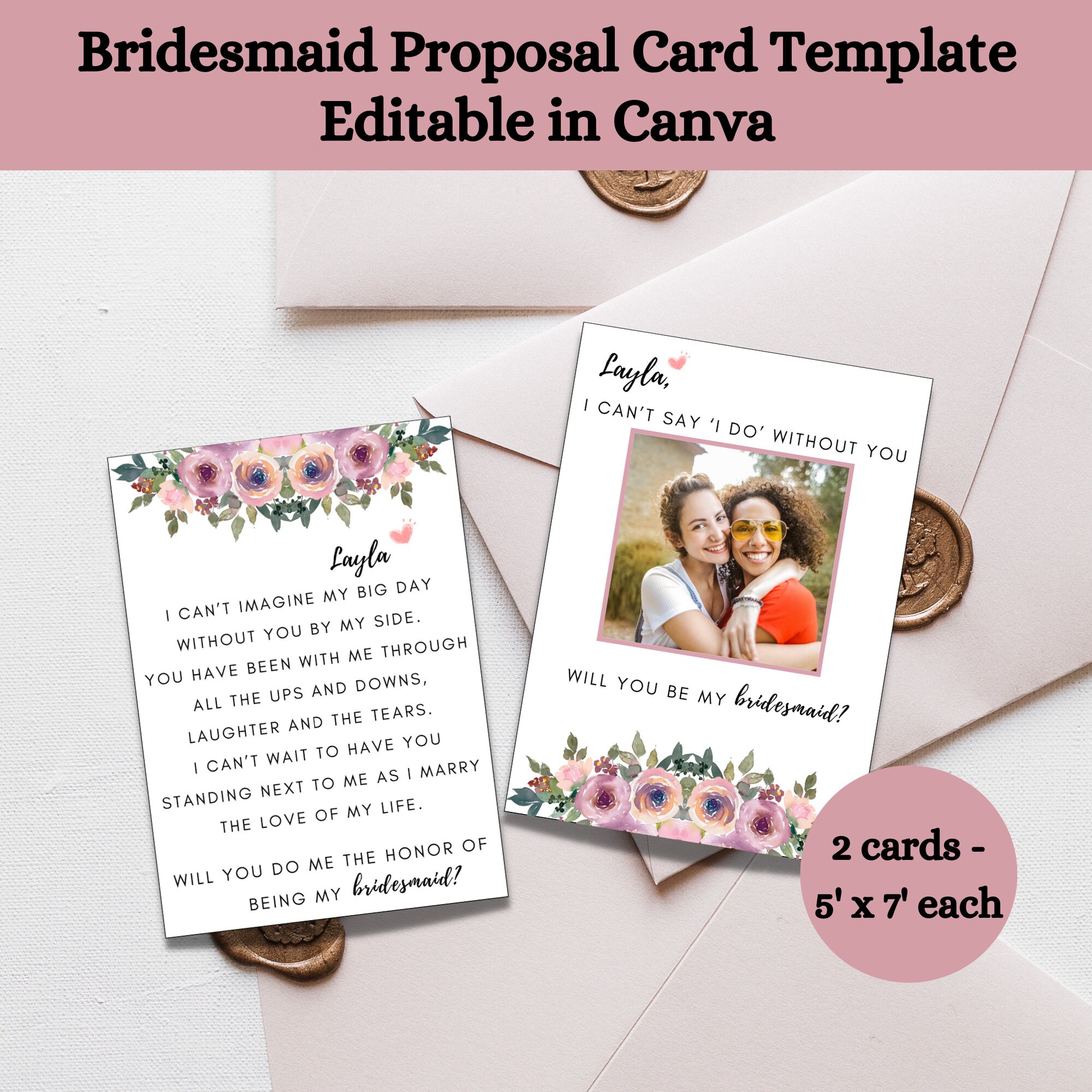 Editable Bridesmaid Proposal Card Template, Bridesmaid Card Printable ...