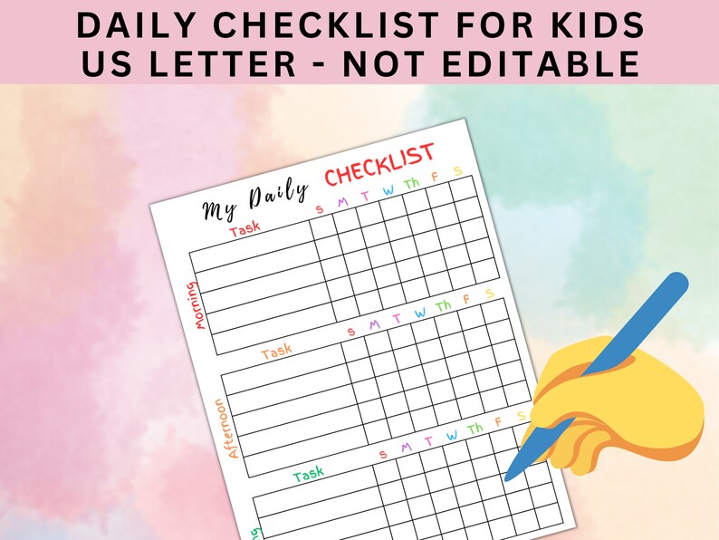 Kids Daily Checklist, Kids Daily Routine, Kids Checklist, Kids Daily ...