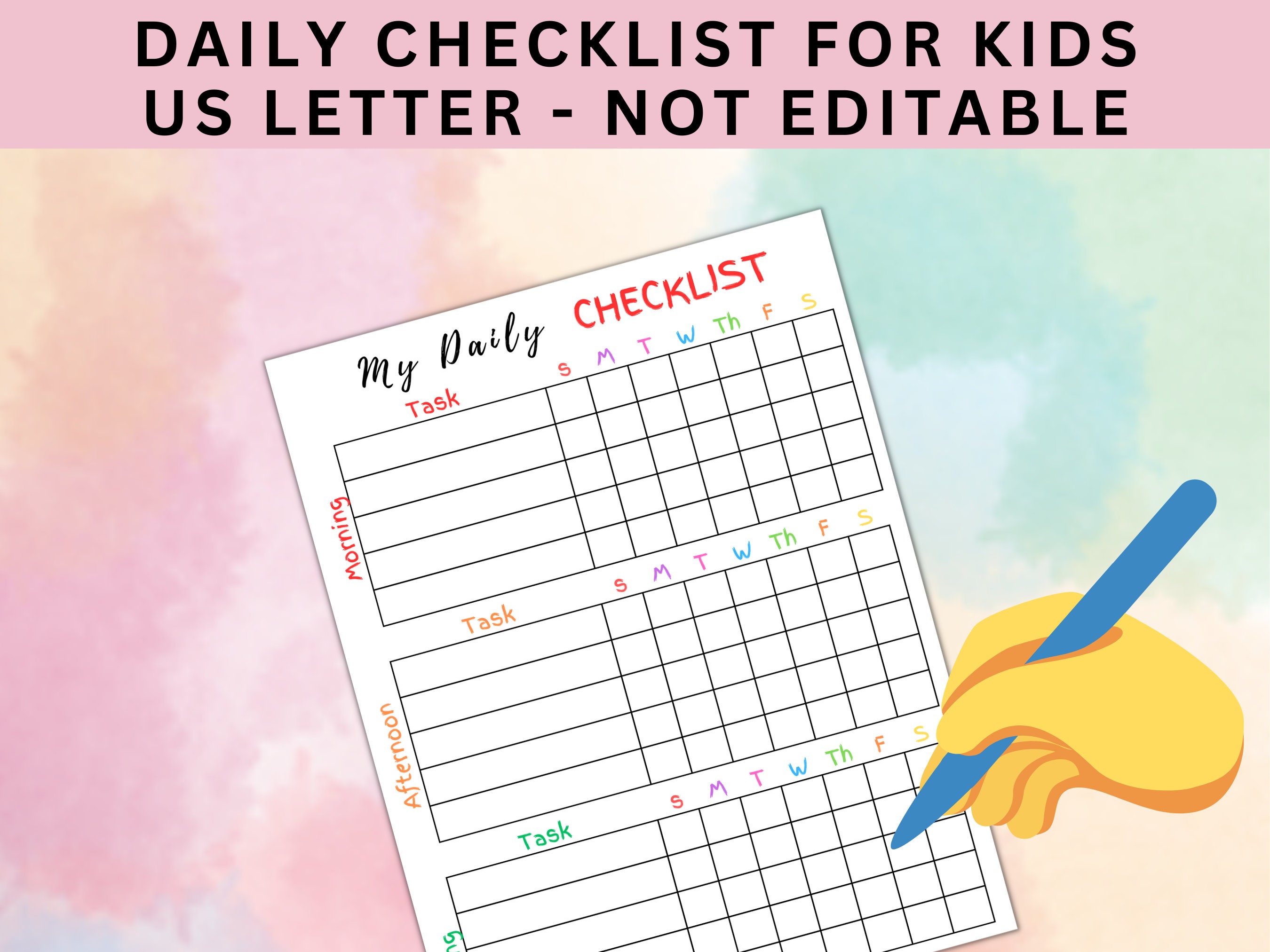Kids Daily Checklist, Kids Daily Routine, Kids Checklist, Kids Daily ...