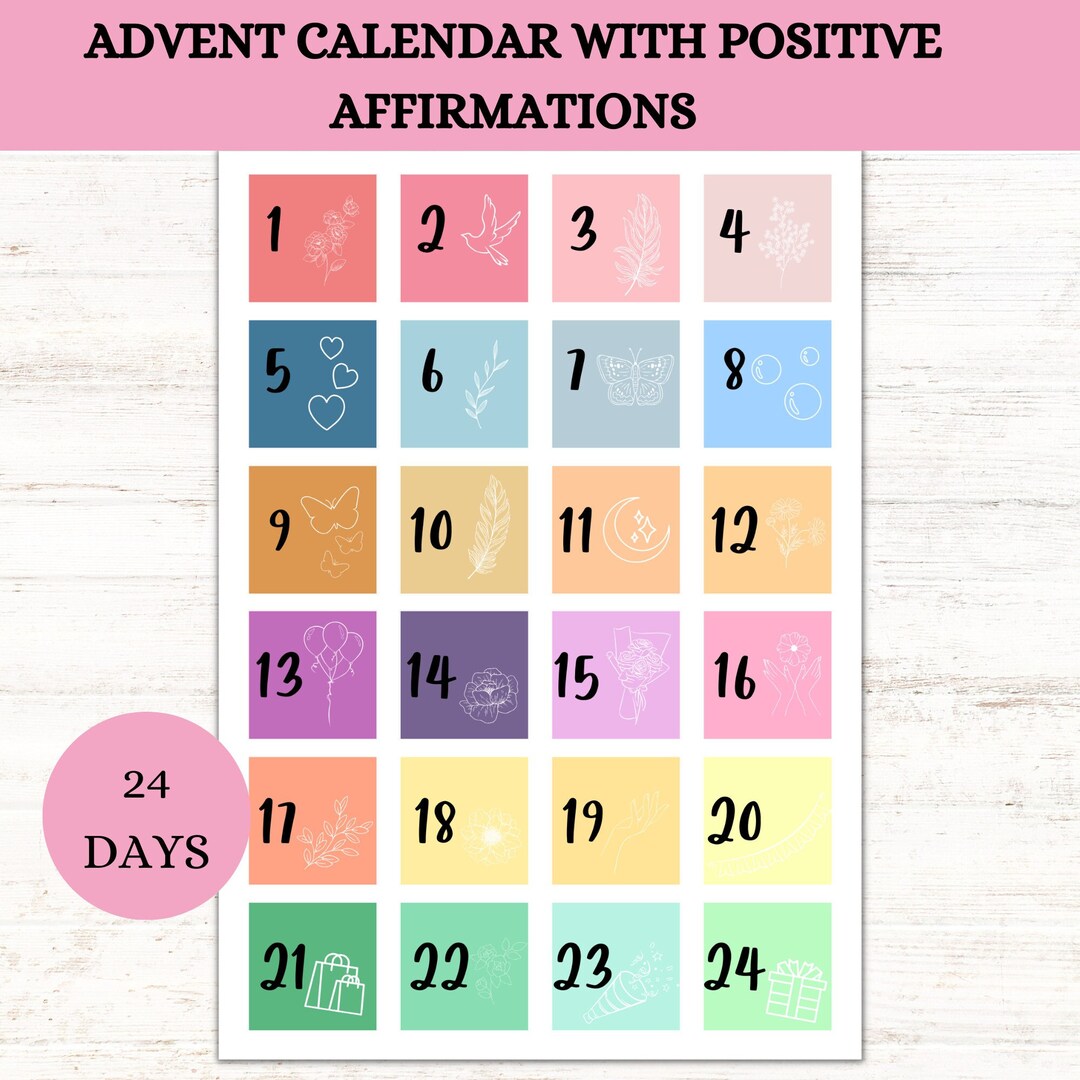 Advent Calendar for Teens With Positive Affirmations, Advent Calendar ...