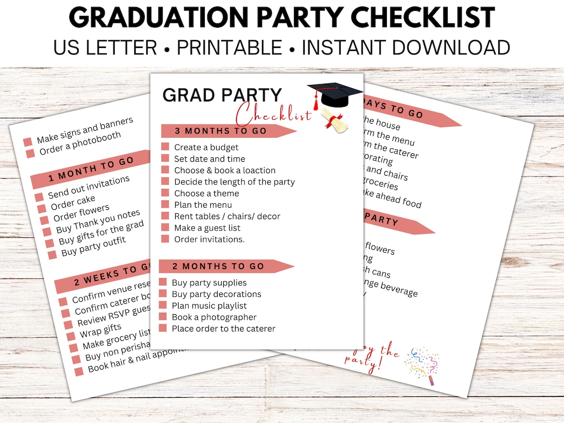 Graduation Party Checklist, Graduation Party Planning Checklist, Grad ...