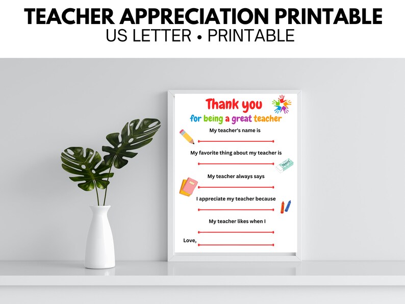 Teacher Appreciation Week Printable, Thank You Teacher Printable ...