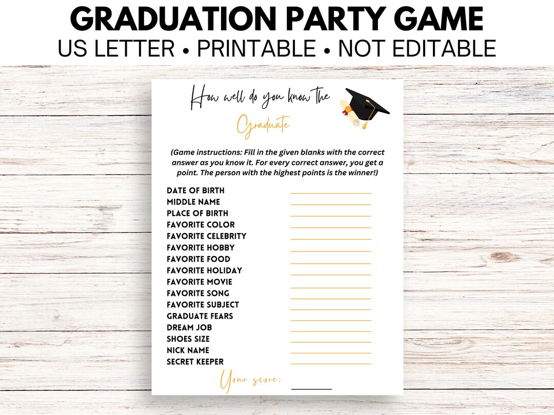 Graduation Party Games, Do You Know the Graduate, Who Knows the ...