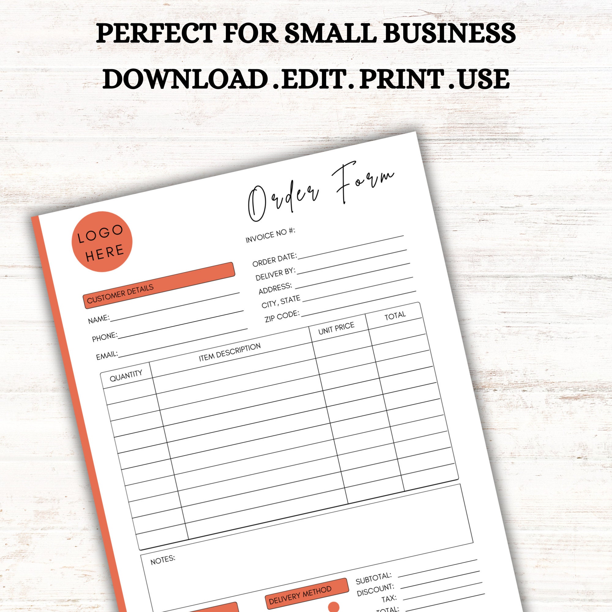 Order Form Template, Order Form, Custom Order Form, Craft Order Form ...