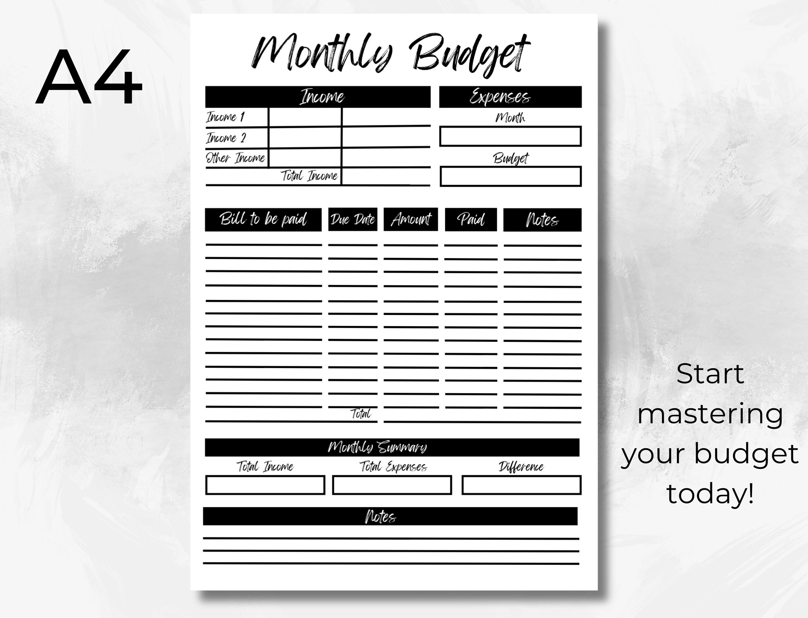 Digital Monthly Budget Planner Minimalistic Budget Planner Printable