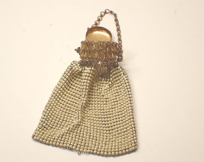 Vintage Gold Tone Expandable Gate Top White Bead Mesh Purse Beggar - Etsy