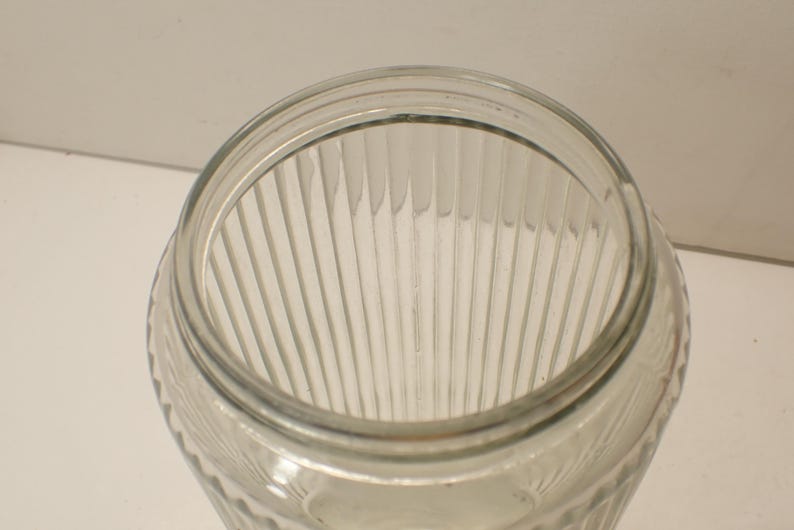Vintage Hoosier Ribbed Glass Canister Jar W Original Lid 8" Unmarked - Etsy