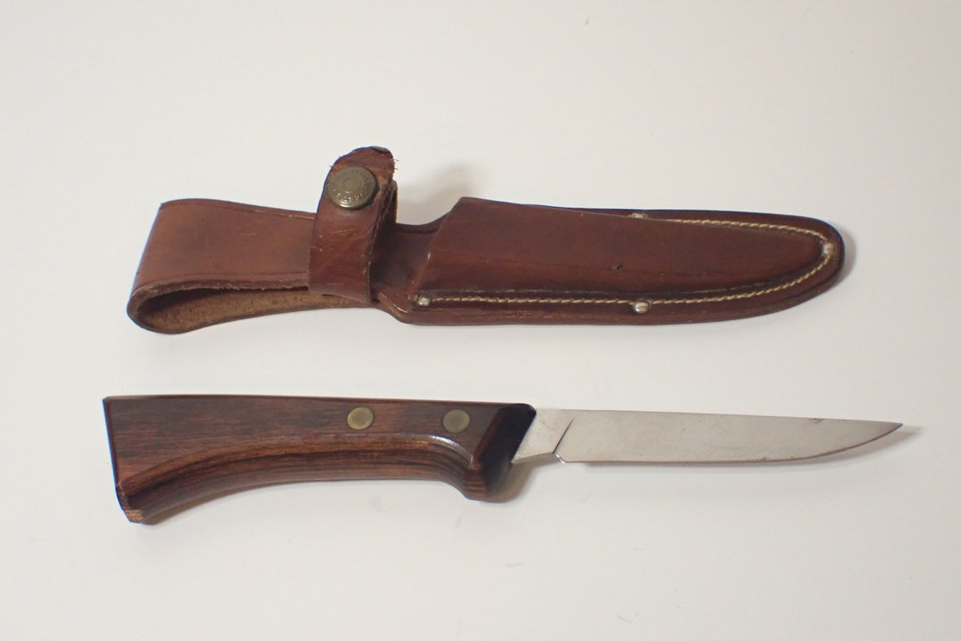 Western Sw-764 Wood Handle Fixed Blade Bait Camp Knife W Sheath - Etsy