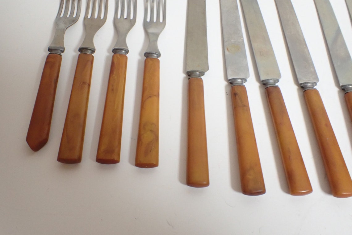 12 Pieces Butterscotch Bakelite Flatware Knives and Forks - Etsy