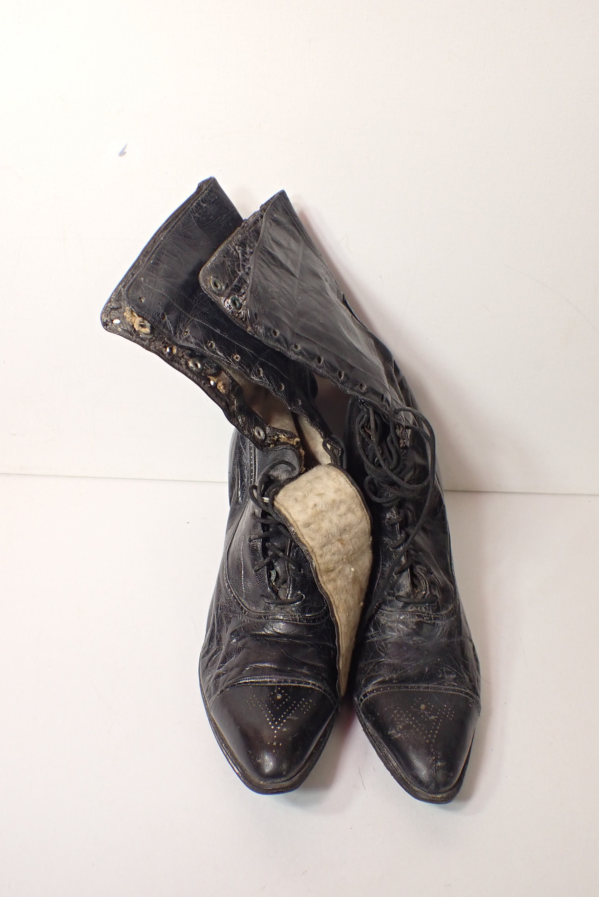 Vintage 1900's Black High Top Lace up Pointed Toe Boots Ladies - Etsy