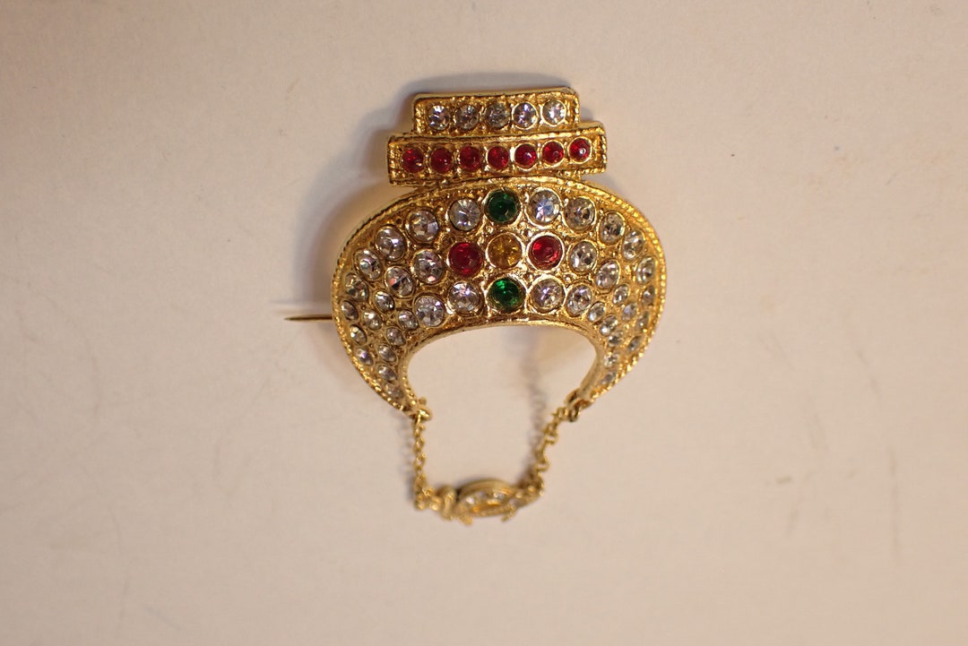 Vintage Mason Shriner Moon Gold Back Rhinestone Crescent Pin - Etsy