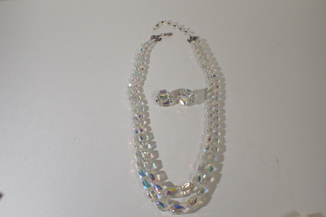 Vintage Beautiful Glass Crystal Double Strand Necklace - Etsy