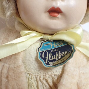 1900's Original Fluffee Baby Doll W Paper Tag Hair Sleep Eyes Squeaks ...