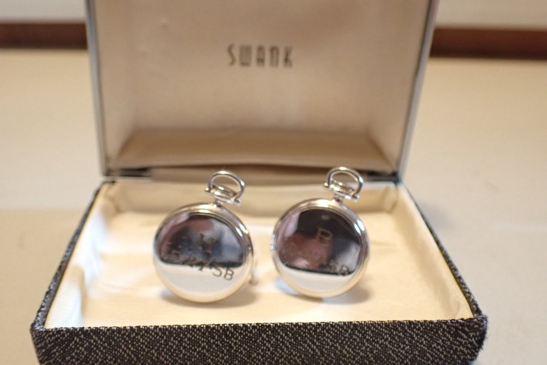 Vintage Swank Pocket Watch Cufflinks in Box Silver H 10-27-58 - Etsy