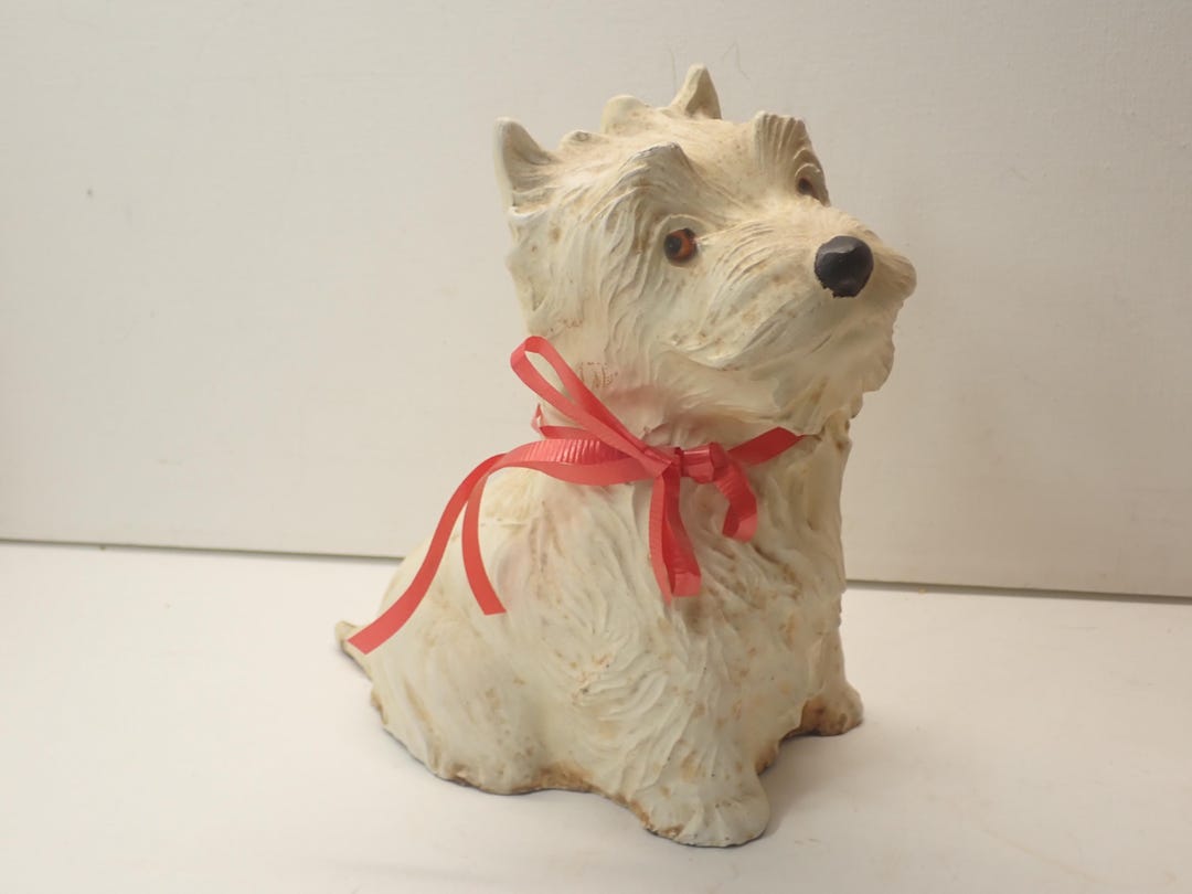Vintage Antique Paper Mache White Scotty Sitting Dog - Etsy