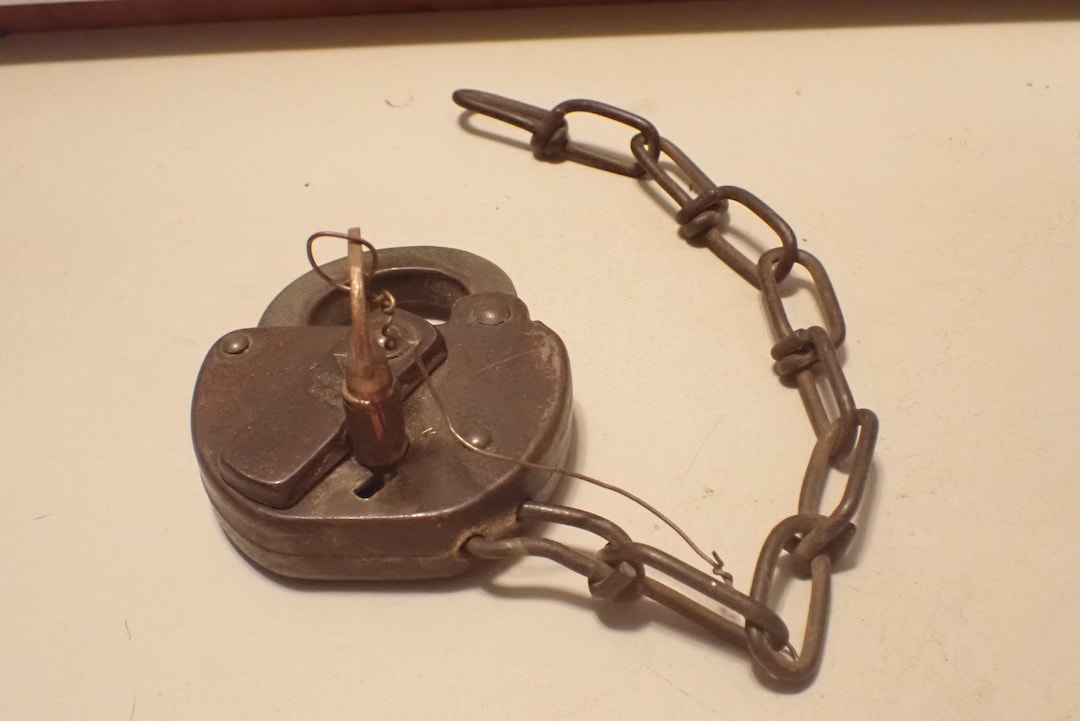 Vintage Old Steel Padlock With Key & Chain 1966 - Etsy