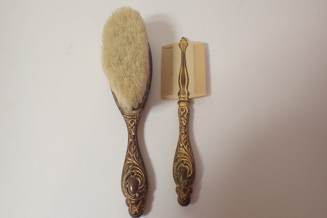 Vintage Antique Childs/baby Double Sided Comb and Brush Set Metal ...