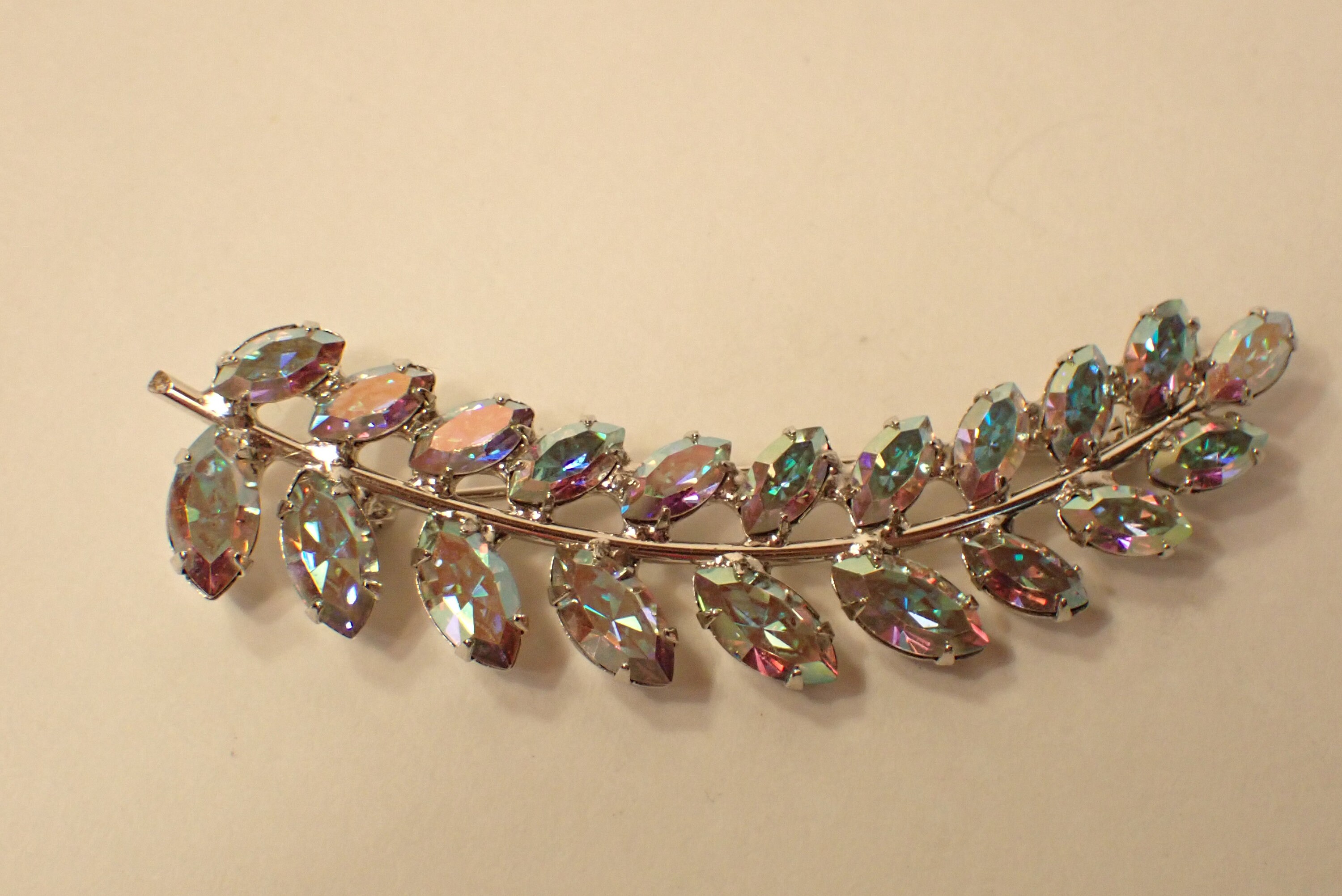 Vintage Sparkling Signed B.david Leaf Rhinestone Brooch & Earring Set ...