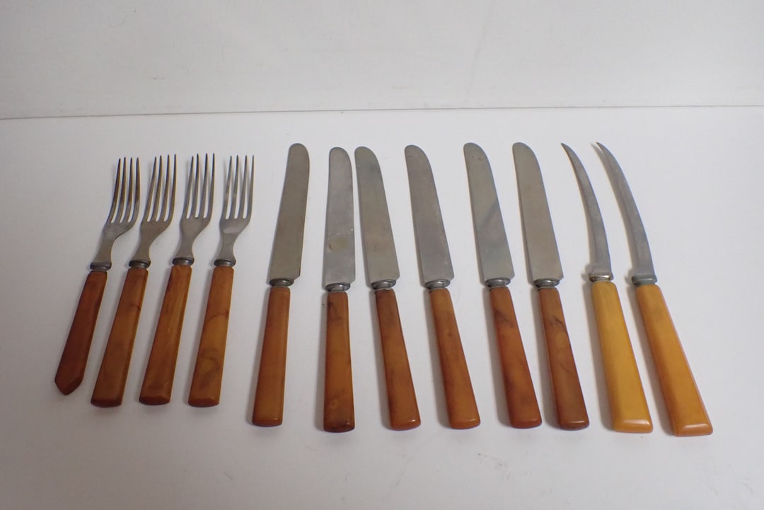 12 Pieces Butterscotch Bakelite Flatware Knives and Forks - Etsy