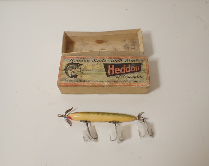 Vintage Heddon Wood Dowagiac 3 Hook Torpedo Fishing Lure in Box - Etsy