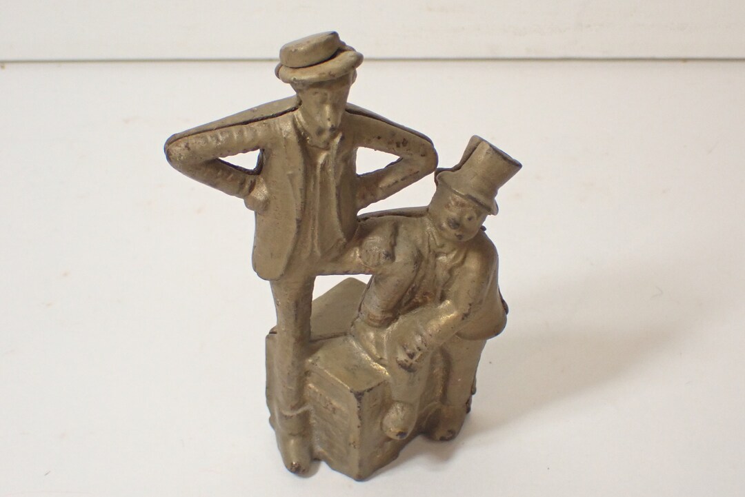 Vintage Mutt and Jeff Cast Iron Still Bank Gold Paint - Etsy