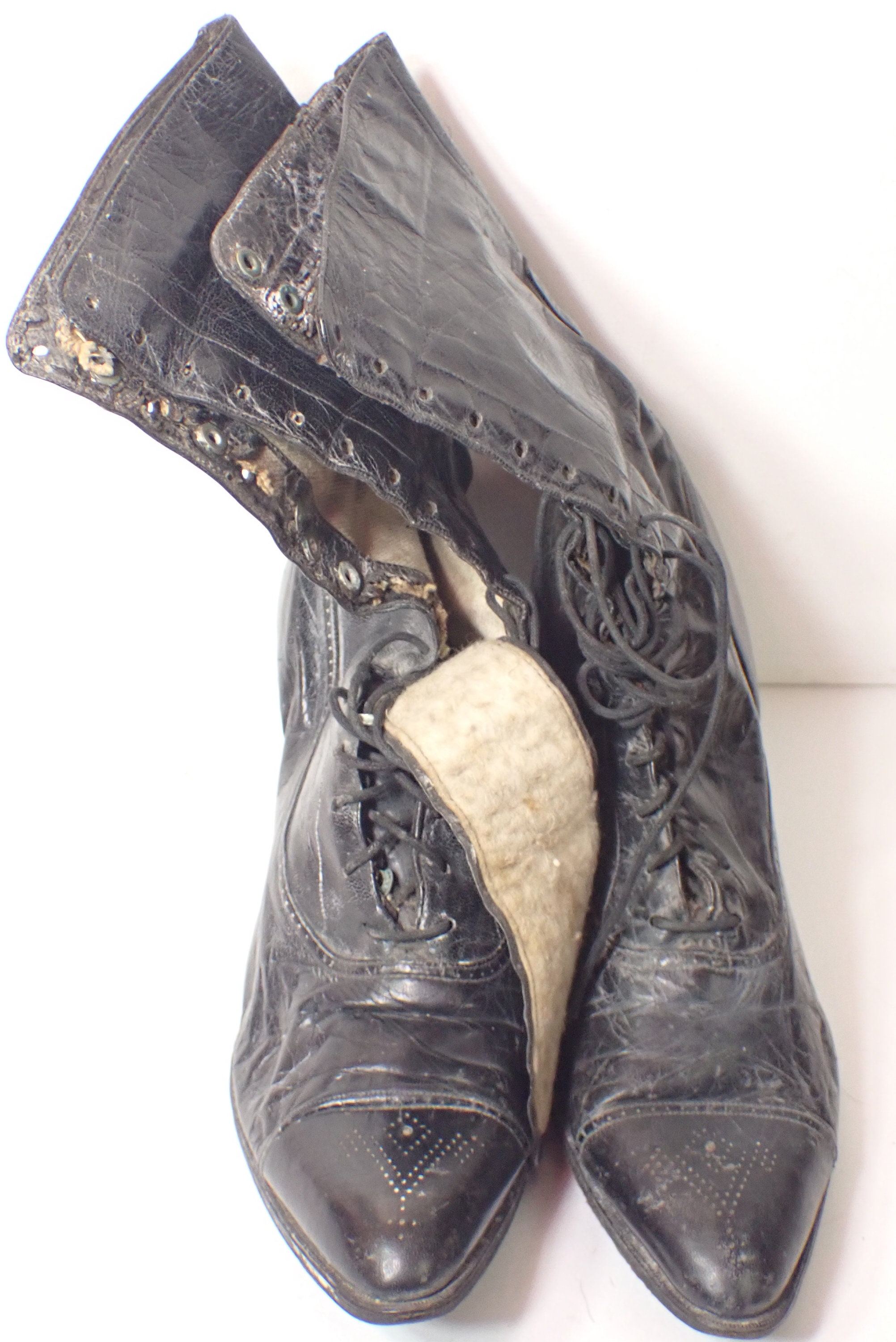 Vintage 1900's Black High Top Lace up Pointed Toe Boots Ladies - Etsy