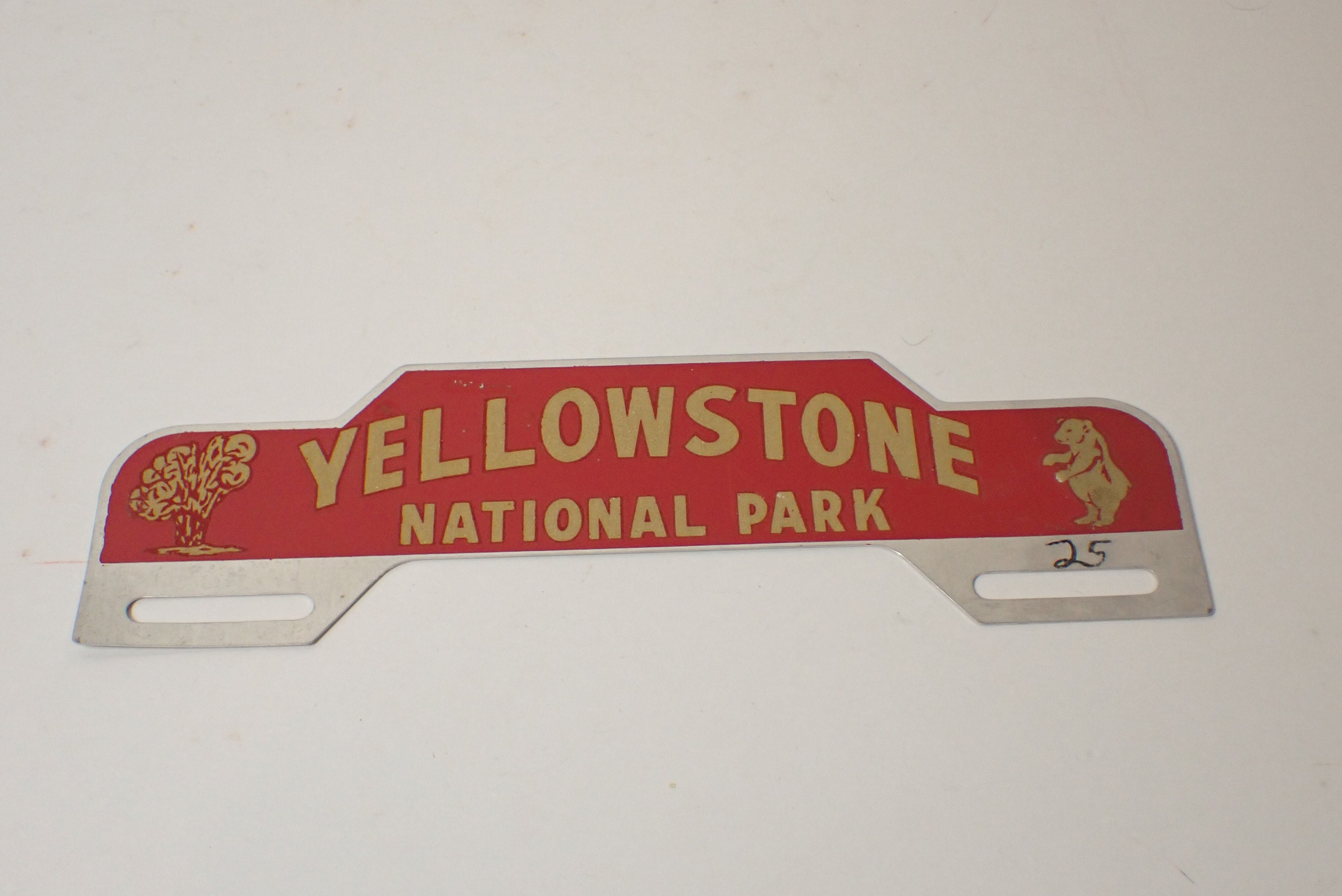 Original 50's License Plate Topper Yellowstone National Park Bear & Old ...