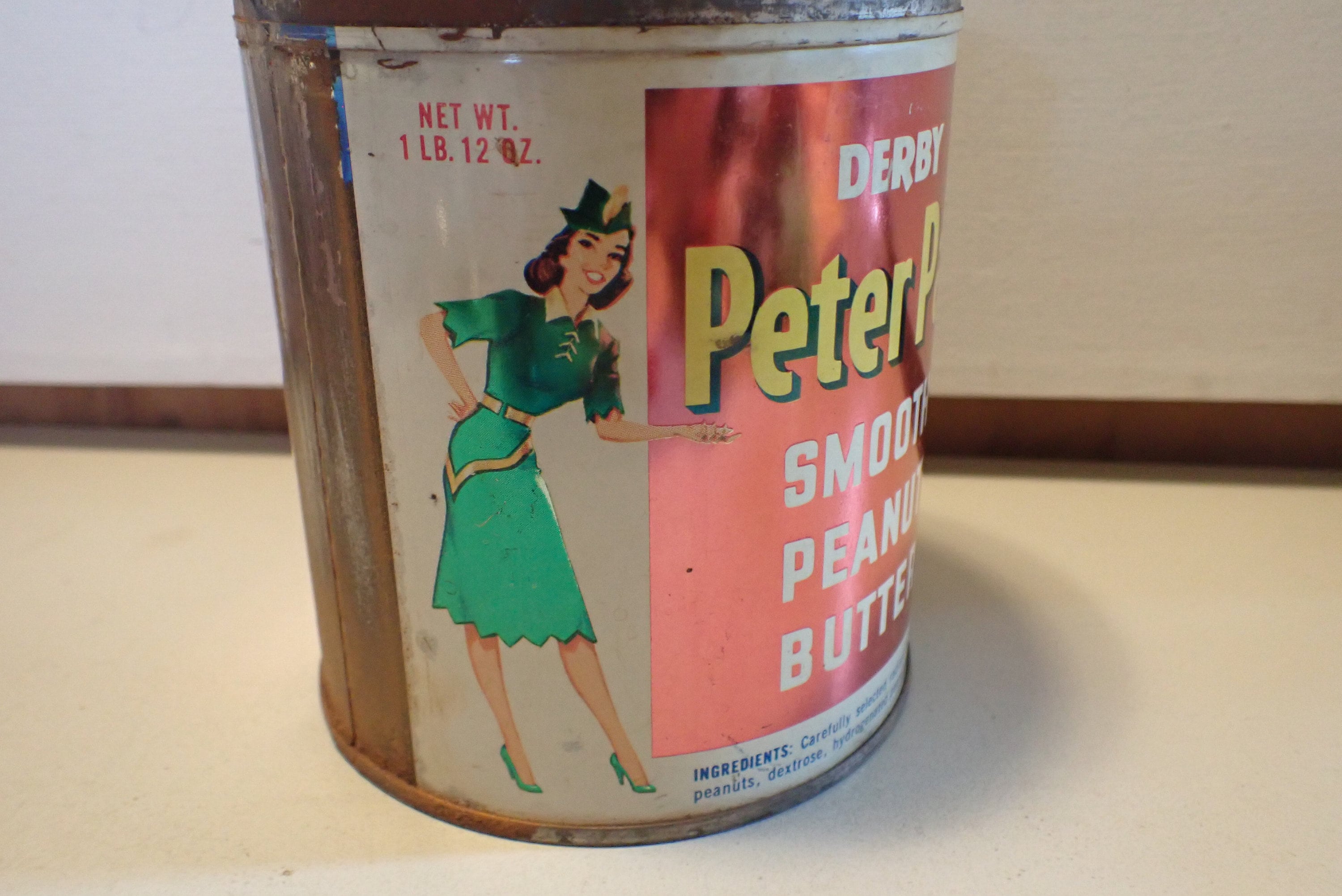 Vintage Derby Peter Pan Smooth Peanut Butter Can Tin 1 Pound 12 Oz Size ...