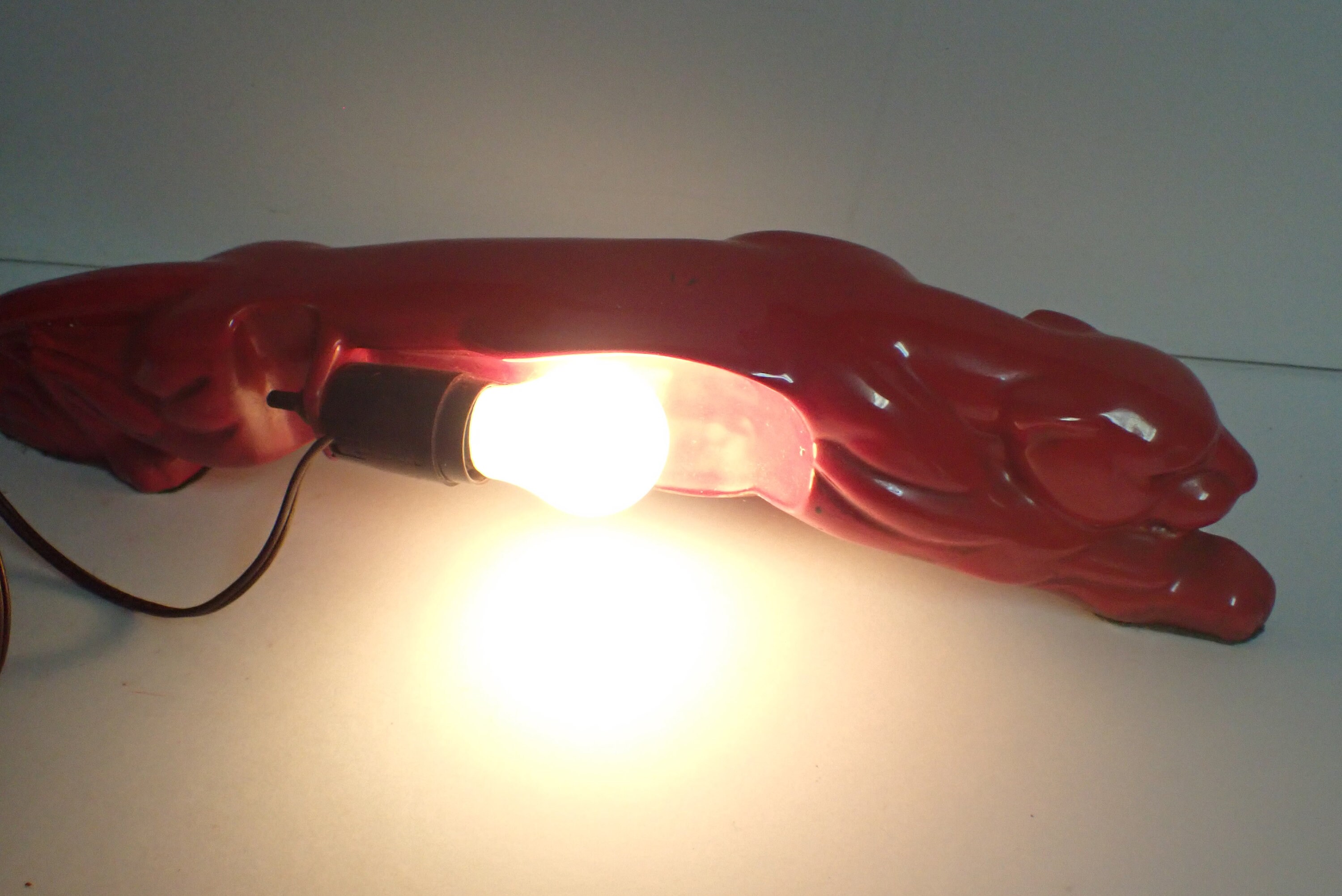 Rare Vintage Lane & Co Red Stalking Panther Tv Lamp Light Works - Etsy