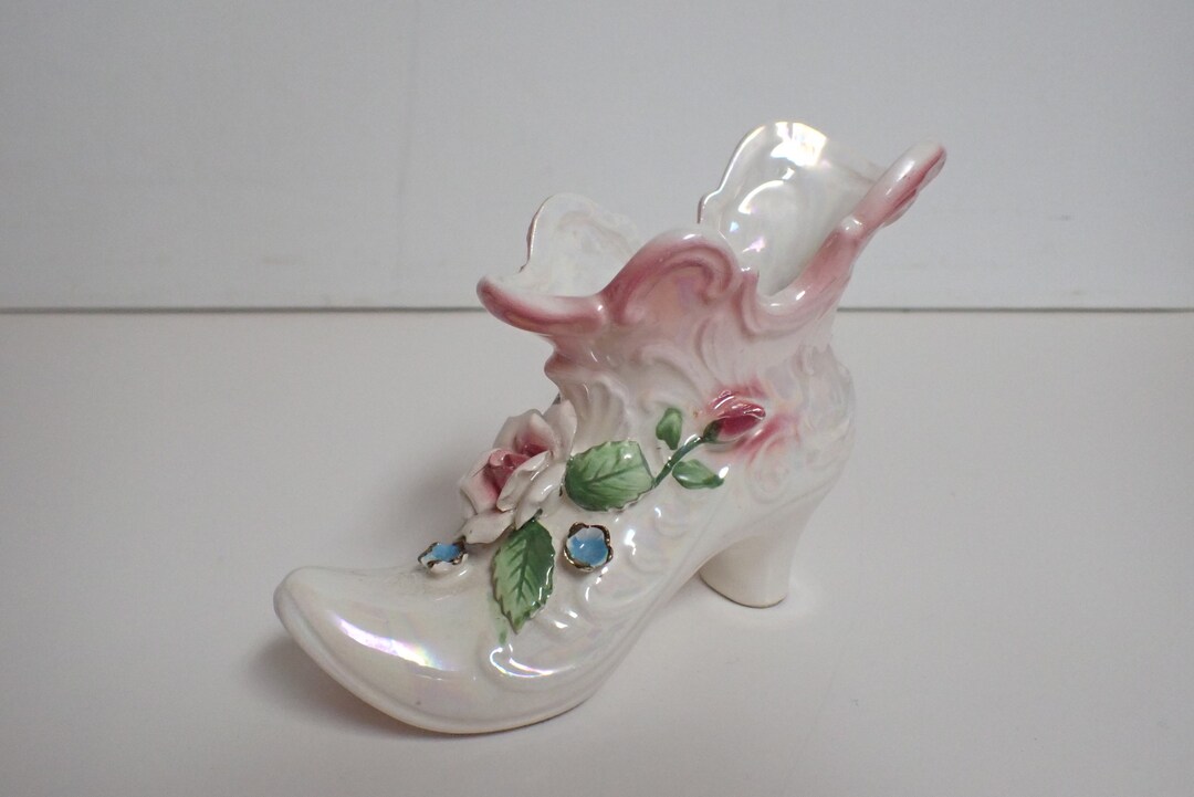 Vintage Ceramic Shoe Boot Flowers - Etsy