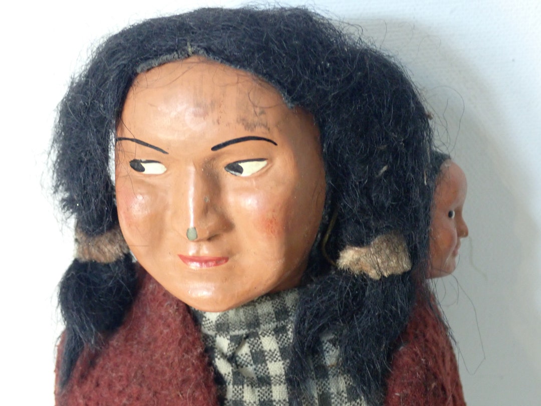 Vintage Skookum 10 3/4" American Indian Doll W Papoose Glance Eyes ...