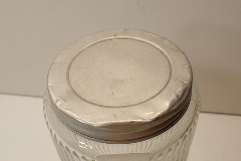 Vintage Hoosier Ribbed Glass Canister Jar W Original Lid 8" Unmarked - Etsy