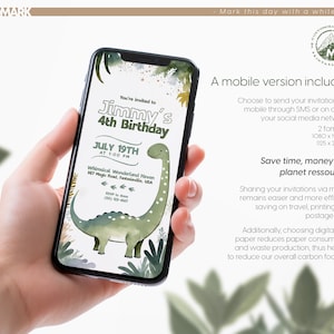 Dinosaur Theme, Birthday Invitation Template for Kids - Corjl Editable ...