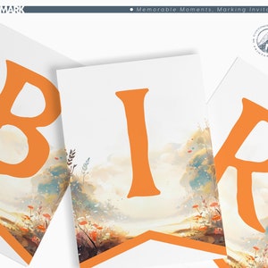 Happy Fox Birthday Banner for Kids - Editable Cute Fox in Forest Theme ...