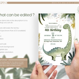 Dinosaur Theme, Birthday Invitation Template for Kids - Corjl Editable ...