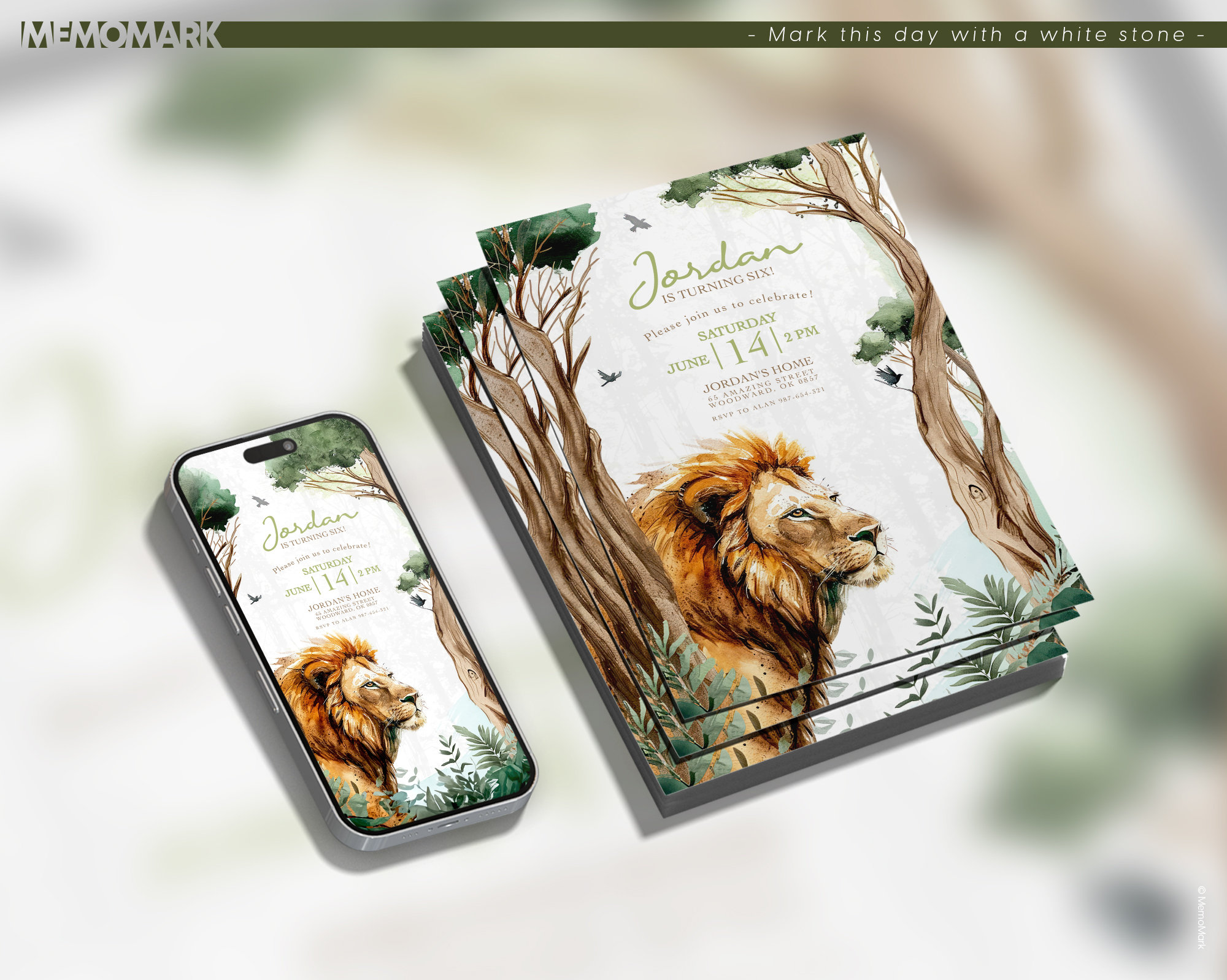 Lion Jungle, Birthday Invitation Template for Kids Corjl Editable King ...