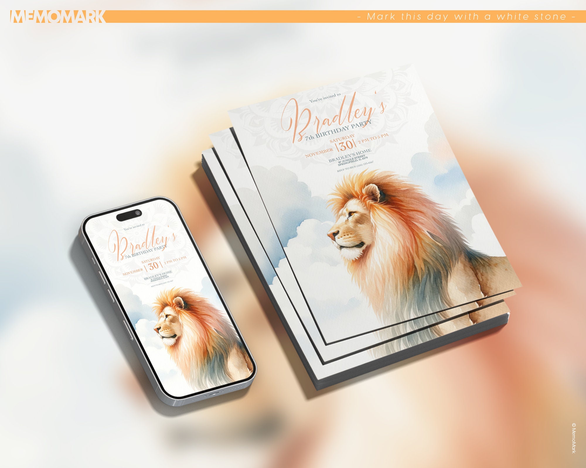 Lion Theme, Birthday Invitation Template for Kids Corjl Editable King ...
