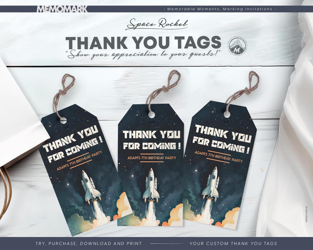 Space Rocket Thank You Tags for Kids - Editable and Printable Favor ...