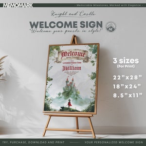 Knight and Castle Birthday Welcome Sign for Kids - Editable and ...