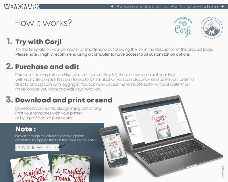 Knight and Castle Birthday Thank You Tags for Kids Editable and ...