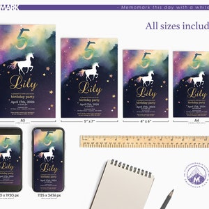 Unicorn and Space Rainbow, Birthday Invitation Template for Kids Corjl ...