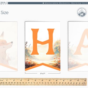 Happy Fox Birthday Banner for Kids - Editable Cute Fox in Forest Theme ...