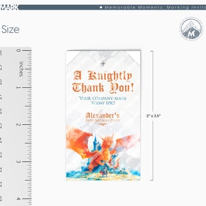 Knight and Dragon Birthday Thank You Tags for Kids Editable and ...