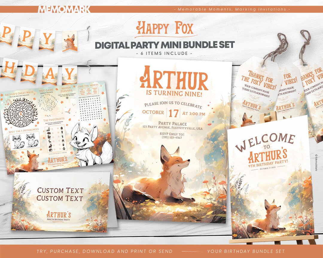 Happy Fox Birthday Mini Bundle Set for Kids - 6 Items for a Fox and ...