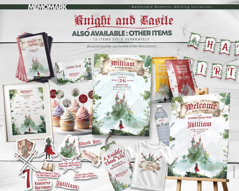 Knight and Castle Birthday Thank You Tags for Kids Editable and ...