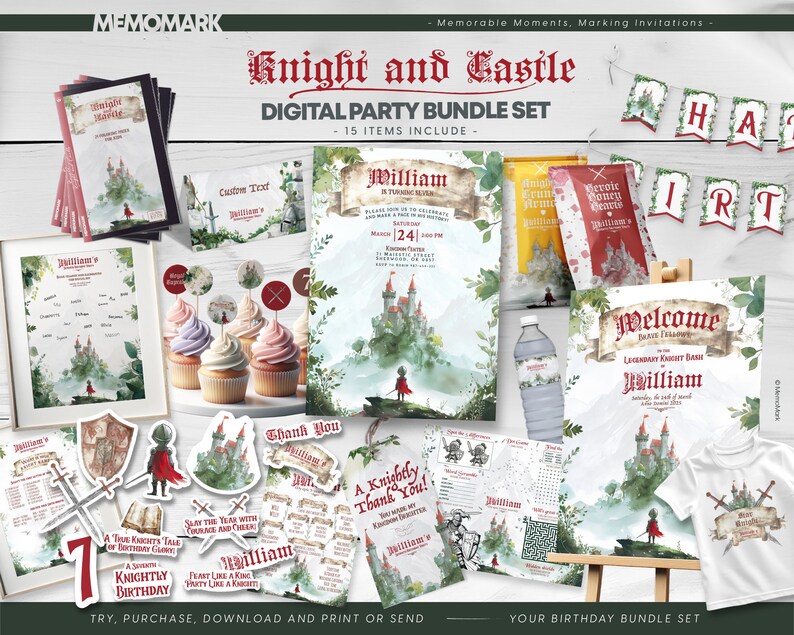 Knight and Castle Birthday Bundle Set for Kids - 15 Items for Medieval ...