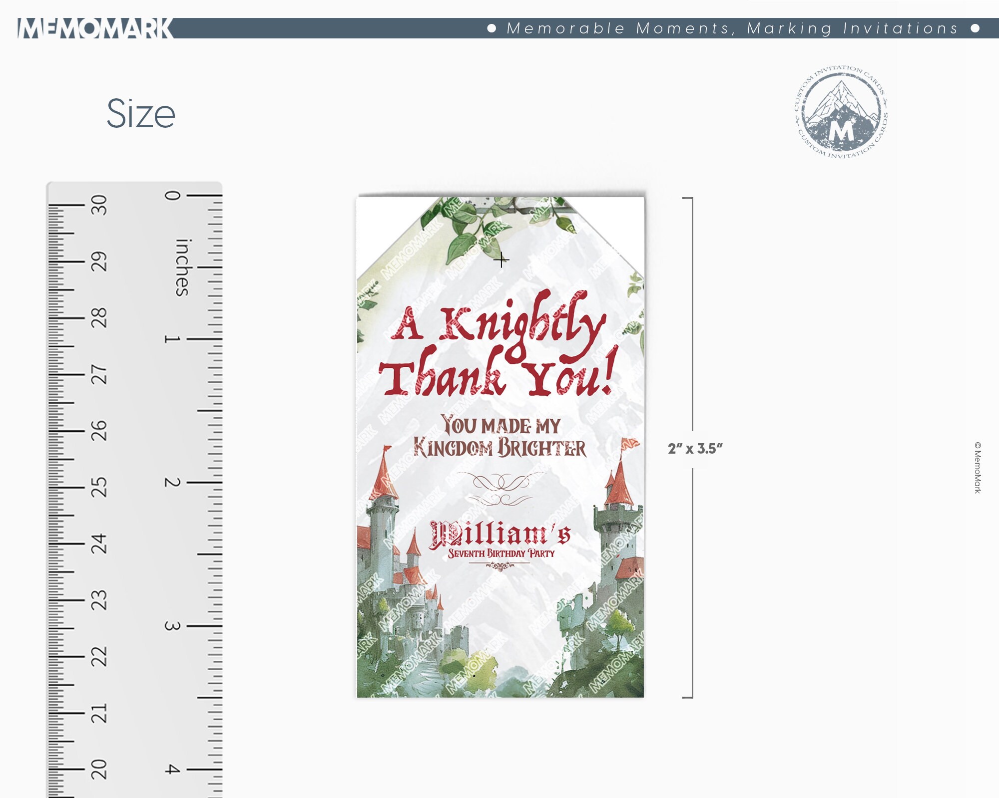 Knight and Castle Birthday Thank You Tags for Kids Editable and ...